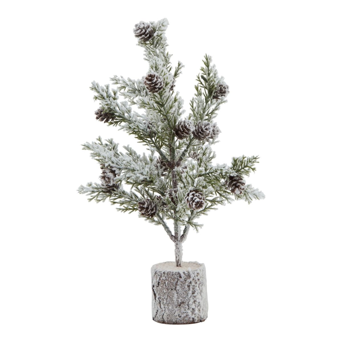 Small Snowy Fir Tree With Pinecones In Wood Log – Bench Store